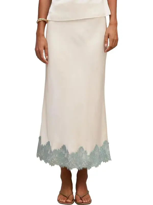 EVER NEW Adele Lace-trim Midi Skirt - Neutrals