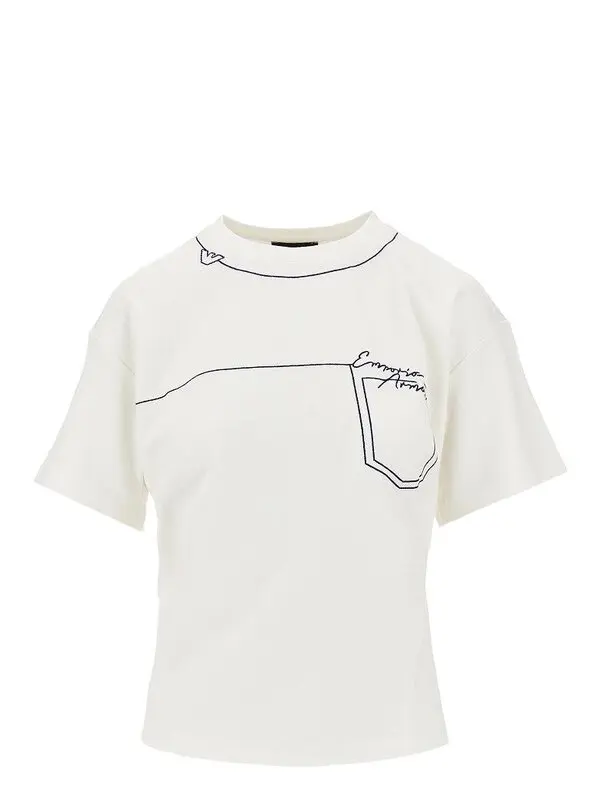 Emporio Armani Embroidered Interlock Jerey T-hirt - White