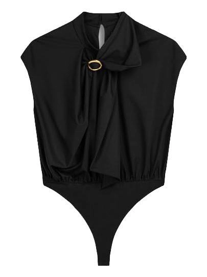 NOCTURNE Accessory Collar Bodysuit - Black