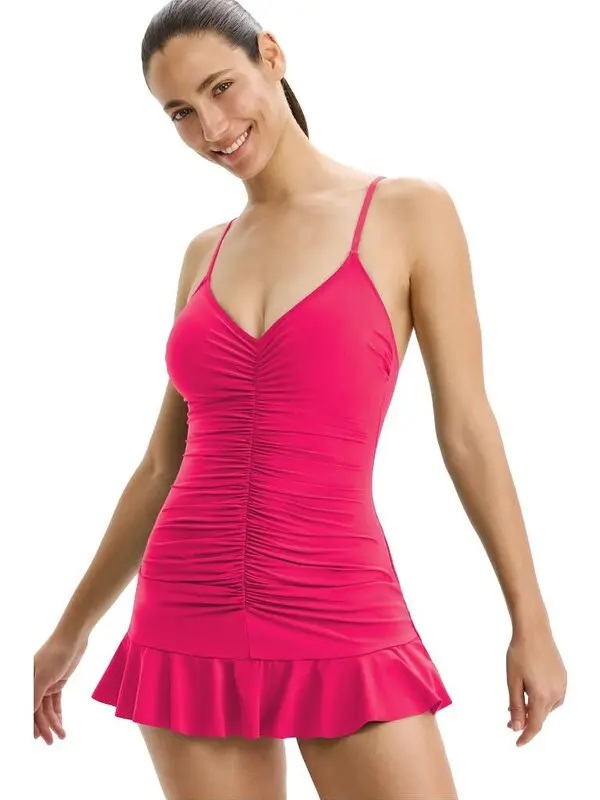 GOTTEX Tutti Frutti Shirred Swimdress - Magenta