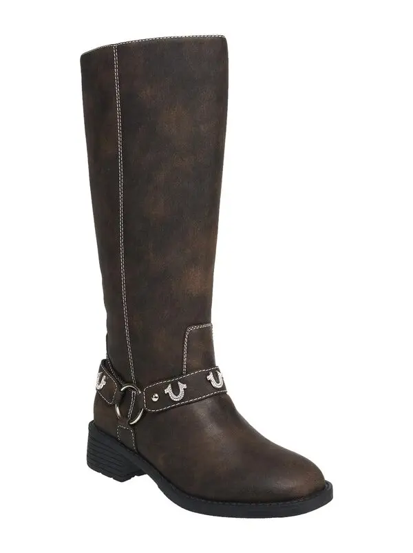 True Religion Kehlani Bling Logo Boot - Chocolate