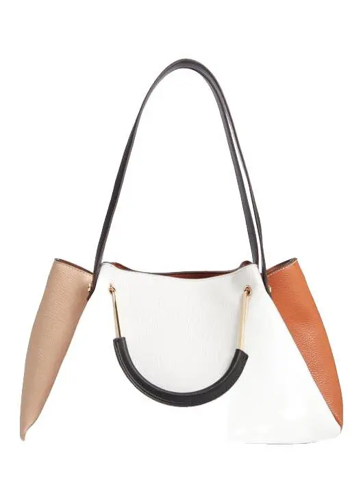 Sondra Roberts Faux Leather Satchel - White Combo