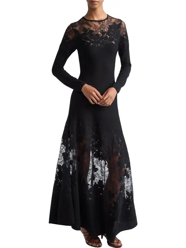 Ulla Johnson Clemence Long Sleeve Lace Dress - Noir