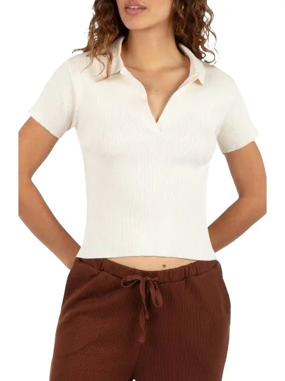 Hurley Coastal Range Ribbed Polo Sweater - Cream