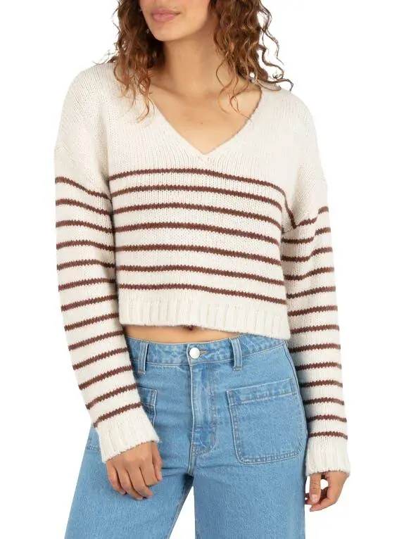 Hurley Greenlake Striped V-neck Sweater - Cream