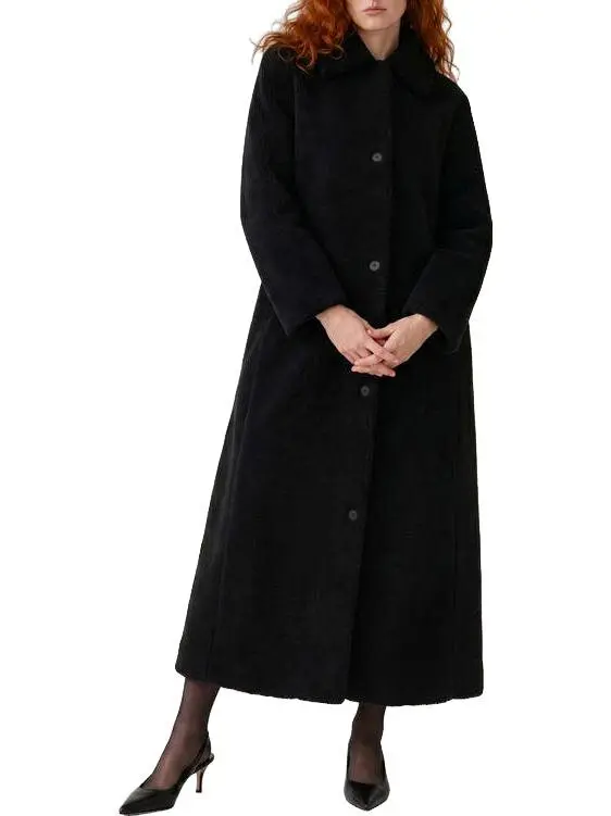 NOIZE Elise Faux Fur Longline Coat - Black