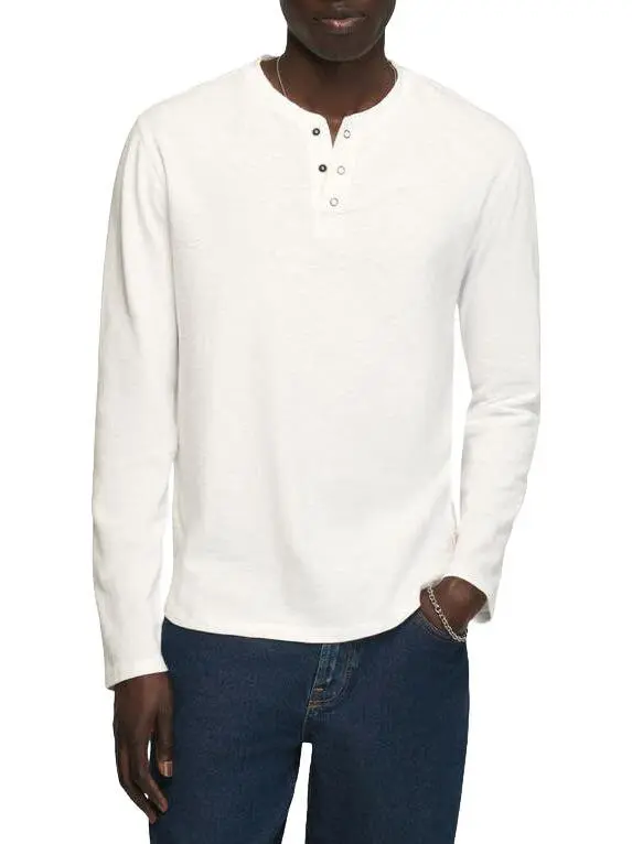 Lucky Brand Weekend Slub Long Sleeve Henley - Bright White