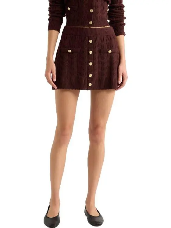 LoveShackFancy Berritt Wool & Cashmere Miniskirt - Cinnabar