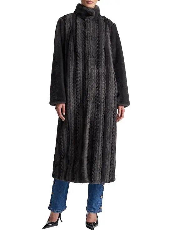 Avec Les Filles Faux Fur Maxi Coat - Graphite