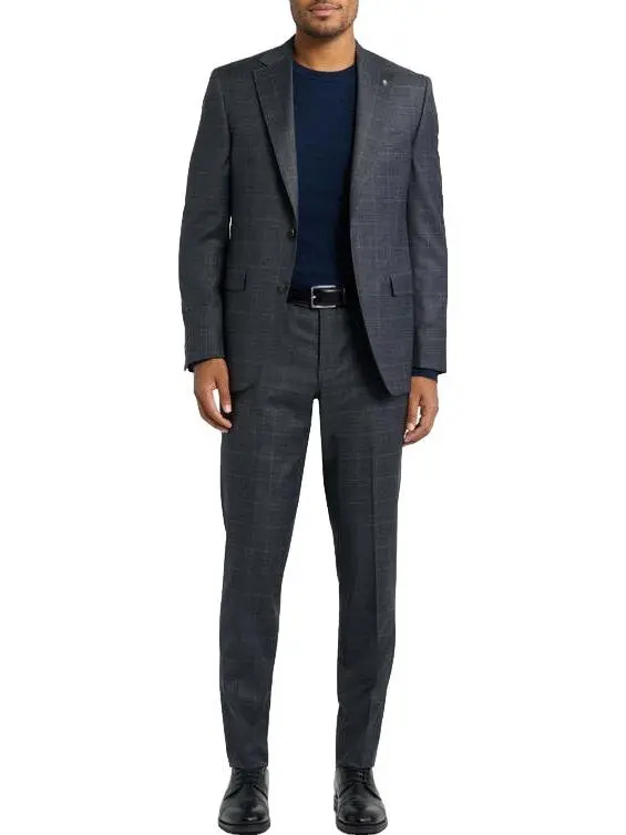 JACK VICTOR Esprit Tonal Plaid Wool Suit - Grey
