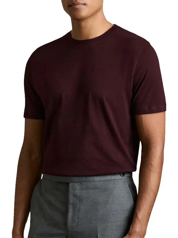 REISS Bless Tailored Fit Cotton T-shirt - Bordeaux