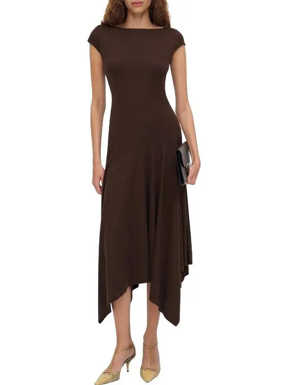 REFORMATION Danica Handkerchief Hem Knit Dress - Mole