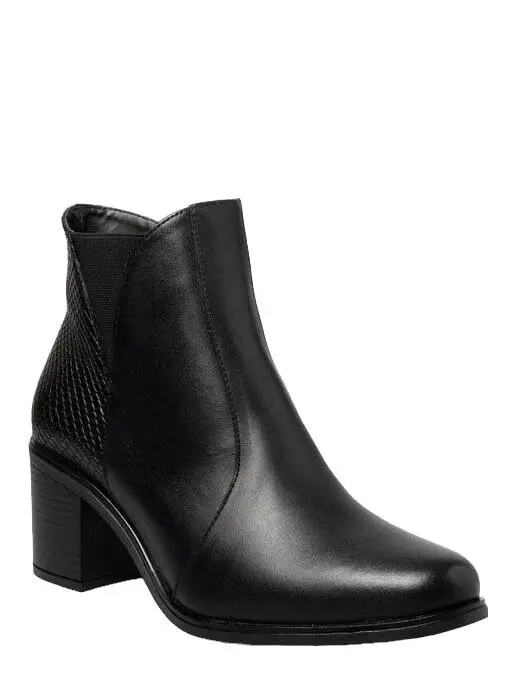 MANELA Arley Block Heel Side Up Bootie - Black
