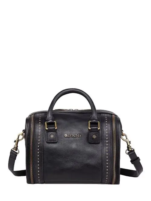 OLD TREND Mini Trunk Genuine Leather Structured Crossbody - Black
