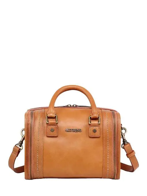 OLD TREND Mini Trunk Genuine Leather Structured Crossbody - Chestnut