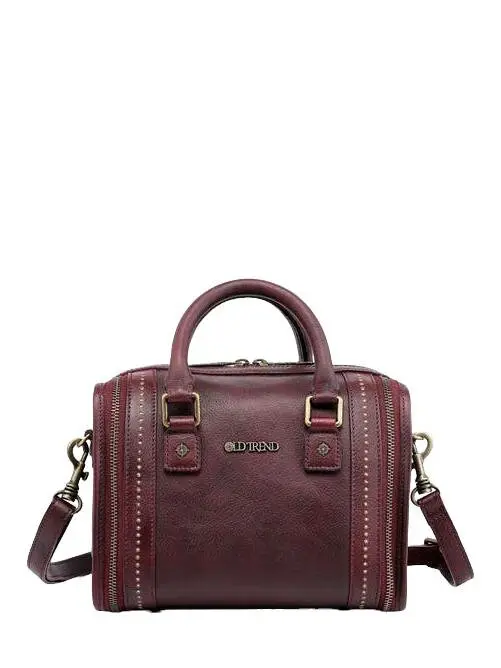 OLD TREND Mini Trunk Genuine Leather Structured Crossbody - Rusty Red
