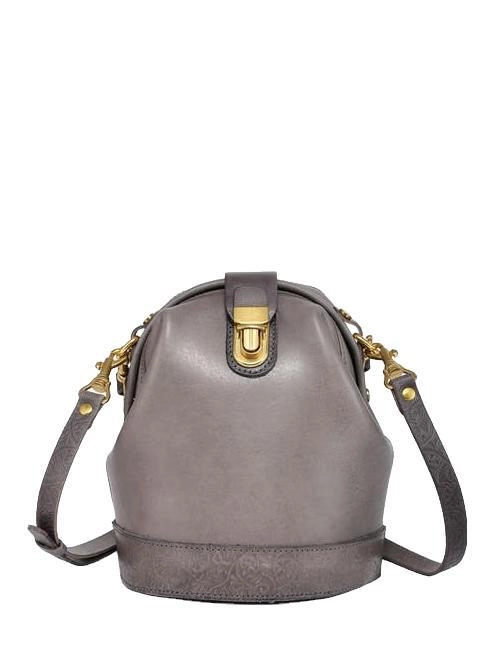 OLD TREND Doctor Genuine Leather Structured Bucket Crossbody - Grey
