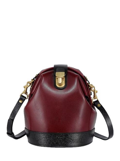 OLD TREND Doctor Genuine Leather Structured Bucket Crossbody - Red