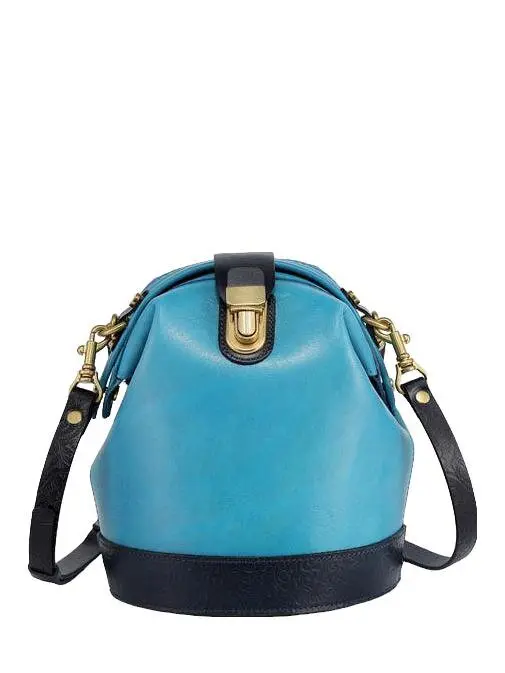 OLD TREND Doctor Genuine Leather Structured Bucket Crossbody - Turquoise