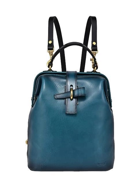 OLD TREND Pamela Genuine Leather Organized Travel Backpack - Turquoise