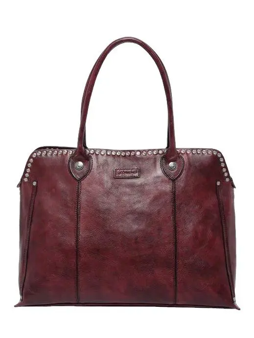 OLD TREND Soul Stud Genuine Leather Structured Satchel - Rusty Red