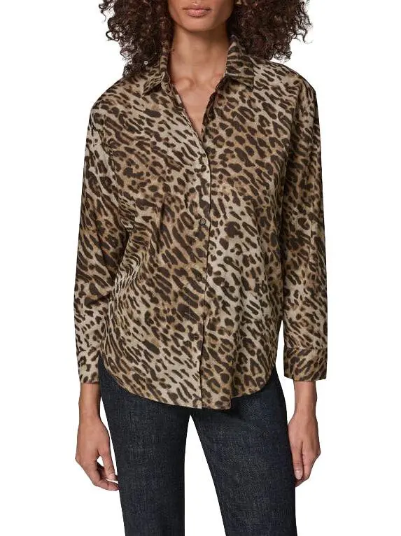 Donna Karan New York Print Cotton Voile Button-up Shirt - Leopard