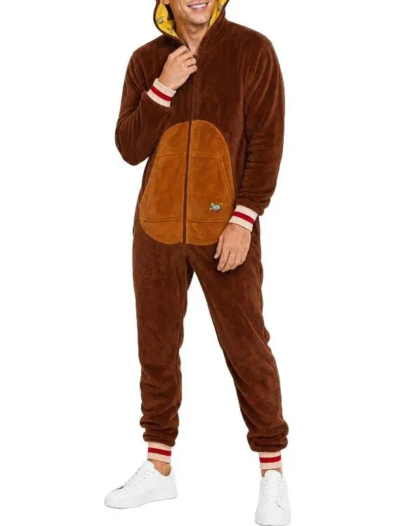 Opposuits Monkey Hooded Fleece Jumpsuit - Brown