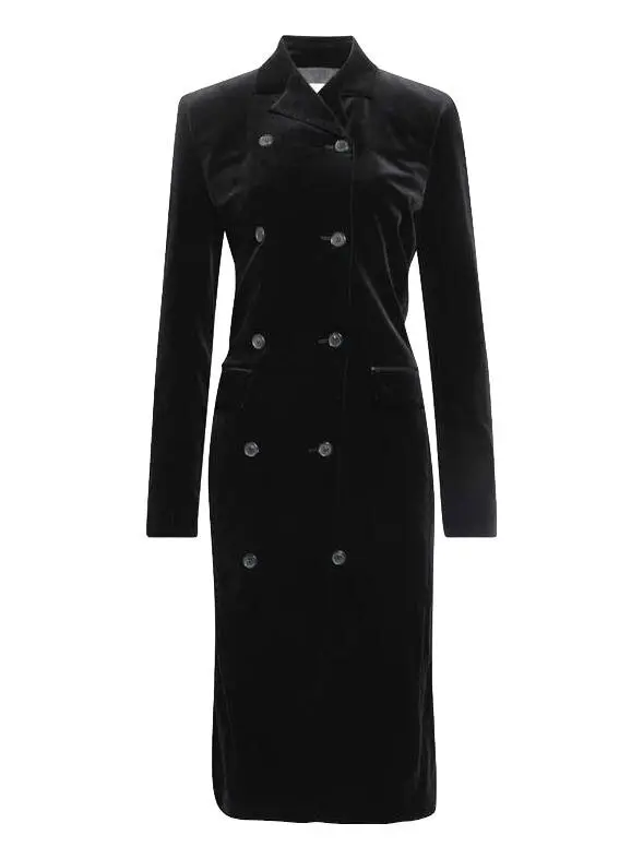 Khaite Rolon Cotton Velvet Coat - Black