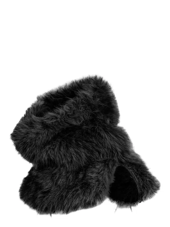 Natori Faux Fur Solid Faux Fur Neckwarmer - Black