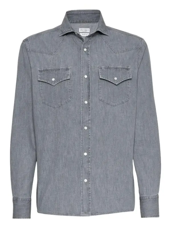 Brunello Cucinelli Western Denim Shirt - Gray