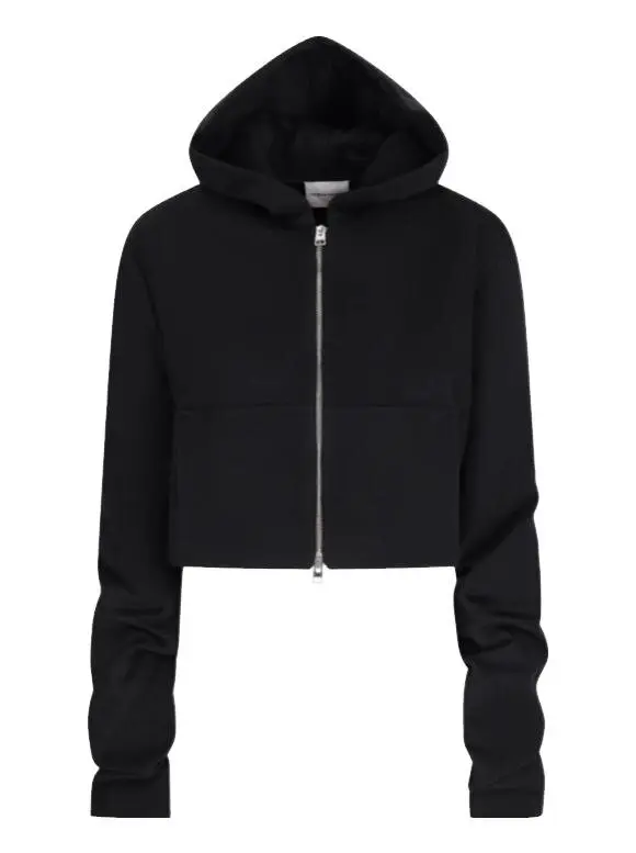 7 For All Mankind Cropped Zip-up Hoodie - Black