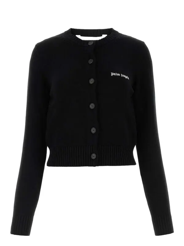Palm Angels Logo-embroidered Buttoned Cardigan - Black