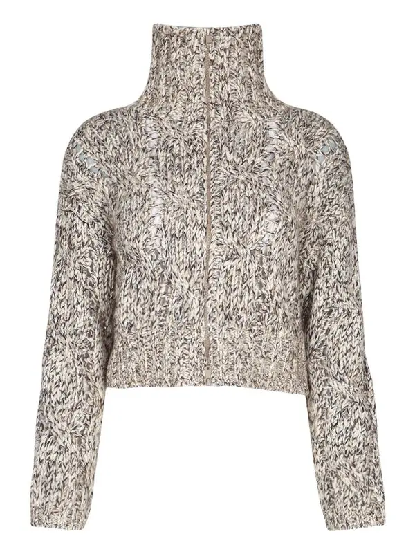 Brunello Cucinelli Long Sleeve Zip-up Cardigan - Nude