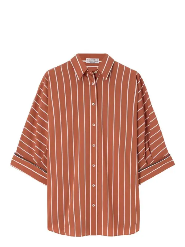 Brunello Cucinelli Striped Shirt - Brown