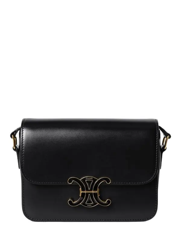 Celine Teen Triomphe Shoulder Bag With Flap - Black