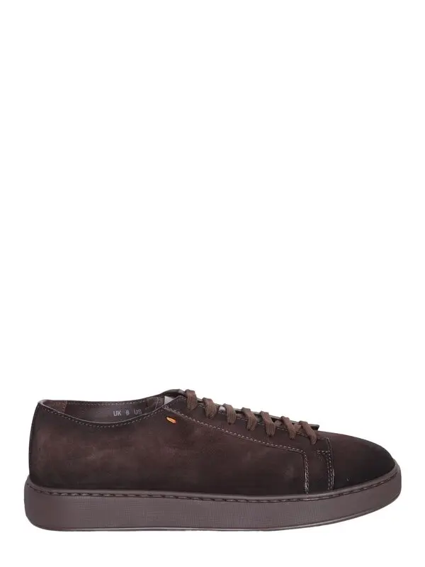 Santoni Suede Minimal Low-top Sneakers - Brown
