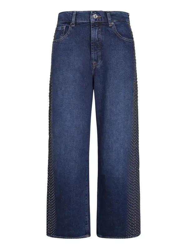 7 For All Mankind Stud-embellished Stovepipe Jeans - Blue