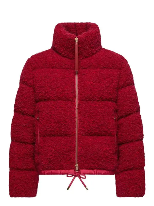 Moncler Trascendance Tweed Short Down Jacket - Red