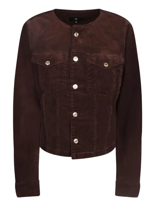 7 For All Mankind Corduroy Round Neck Jacket - Black