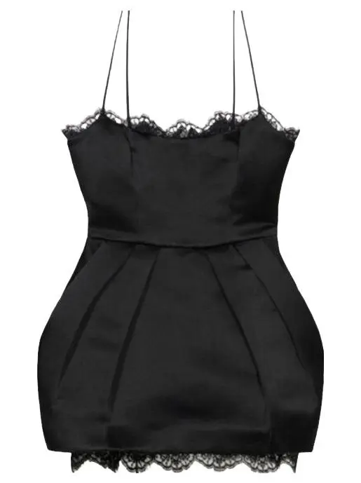 Blumarine Lace-trim Balloon Mini Dress - Black