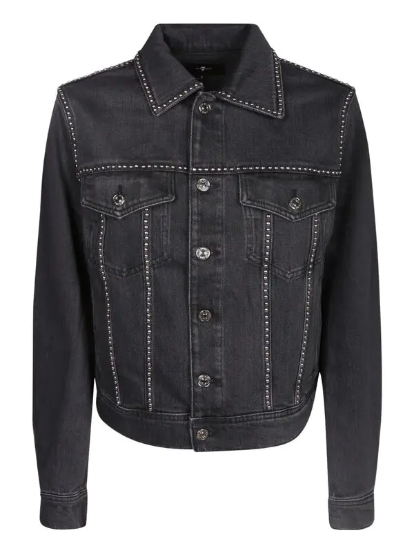 7 For All Mankind Studded Denim Jacket - Black