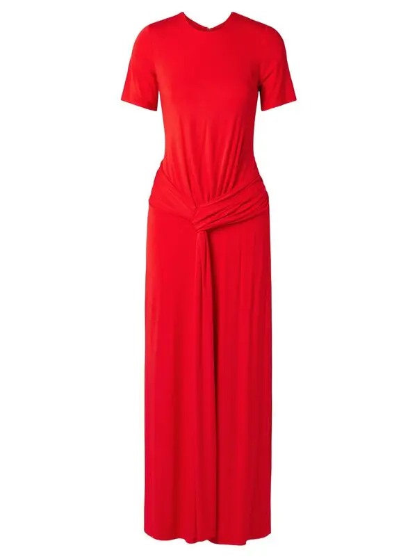 Simkhai Nalani Tie-front Draped Stretch-jersey Gown - Red