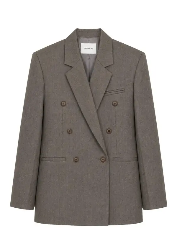 THE FRANKIE SHOP Jade Wool Double-breasted Blazer - Beige