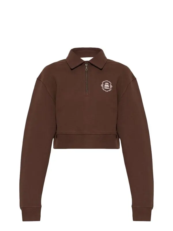 Palm Angels Cropped Half-zip Polo Sweatshirt - Brown