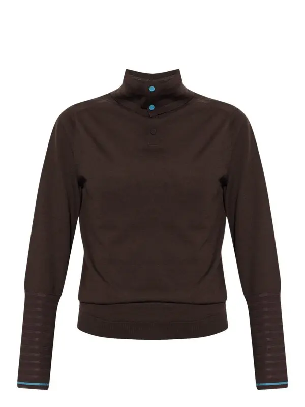 Paul Smith Buttoned Turtleneck Knitted Sweater - Brown