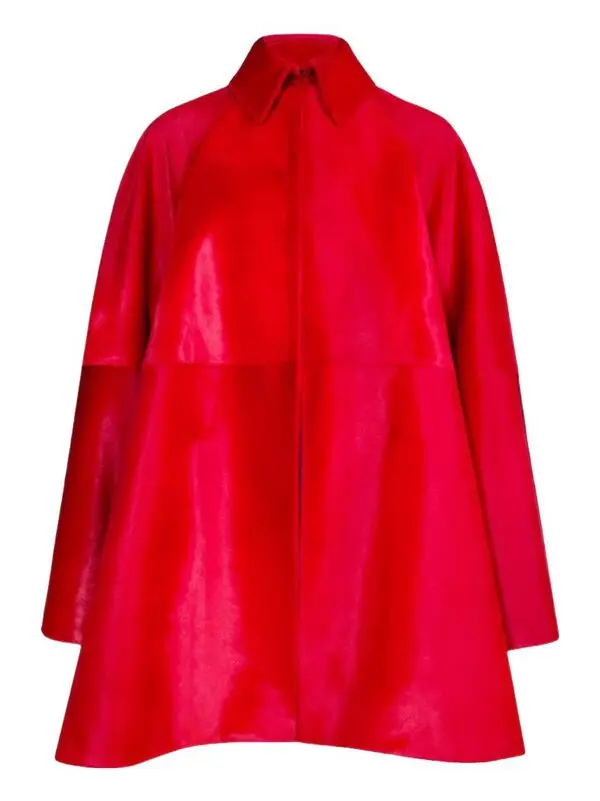 Alaïa Pony Calfskin A-line Coat - Red