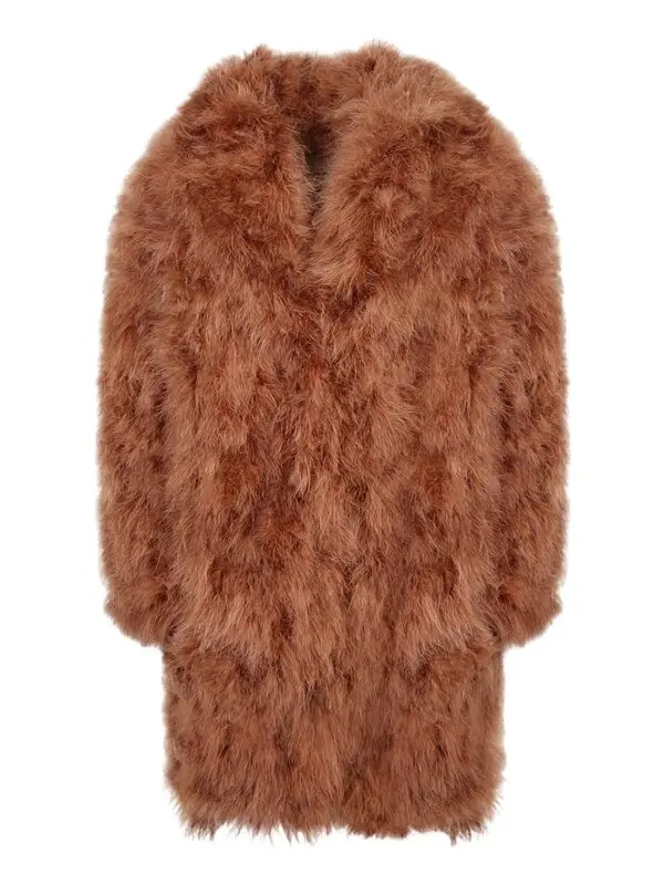 YVES SALOMON Shawl-collar Feather Coat - Beige