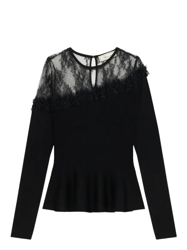 Blumarine Long-sleeved Crew-neck Shirt - Black