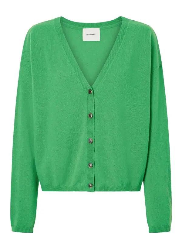 LISA YANG V-neck Knit Cardigan - Green