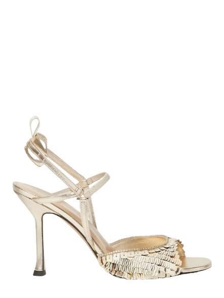 Fendi Very Colibrì Sequin-embellished Leather Sandals - Champagne-colored